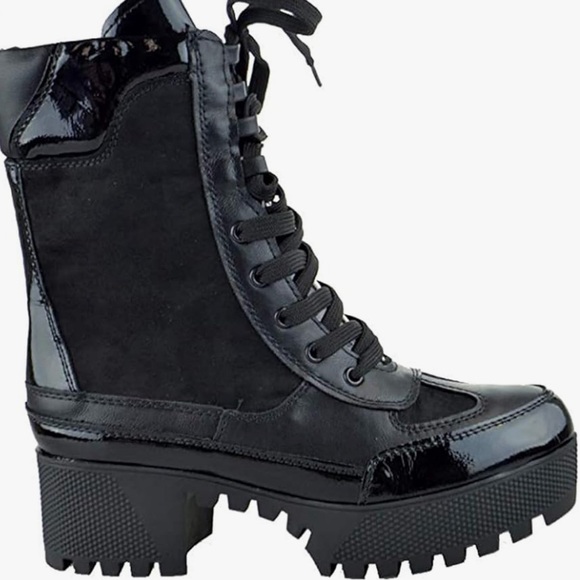 BAMBOO | Shoes | Bamboo Black Lace Up Combat Boots With Zipper On The ...